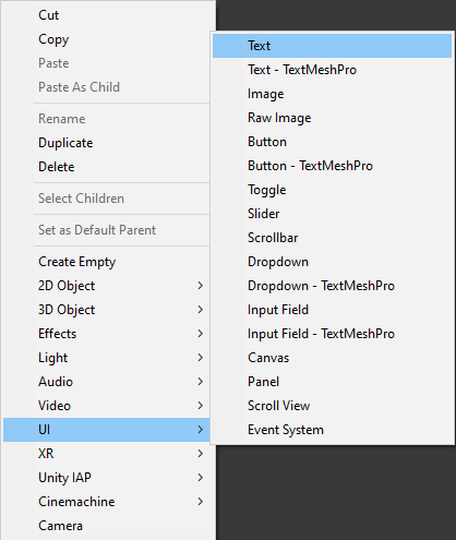 Unity crea un nuovo testo dell'interfaccia utente